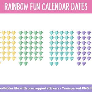 Rainbow Fun Calendar Date Digital Stickers | iPad & Android - Etsy