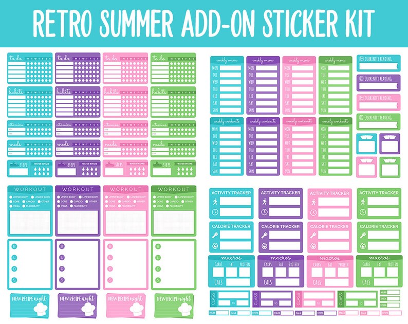 Retro Summer Add-on Digital Planner Stickers Goodnotes Ipad | Etsy