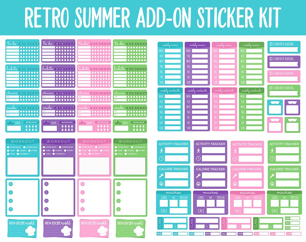 Retro Summer Add-on Digital Planner Stickers Goodnotes Ipad | Etsy