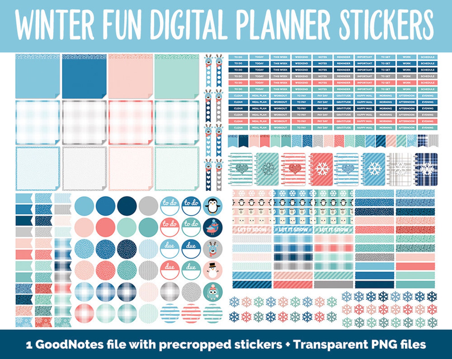 Winter Fun Mega Digital Sticker Bundle - Etsy