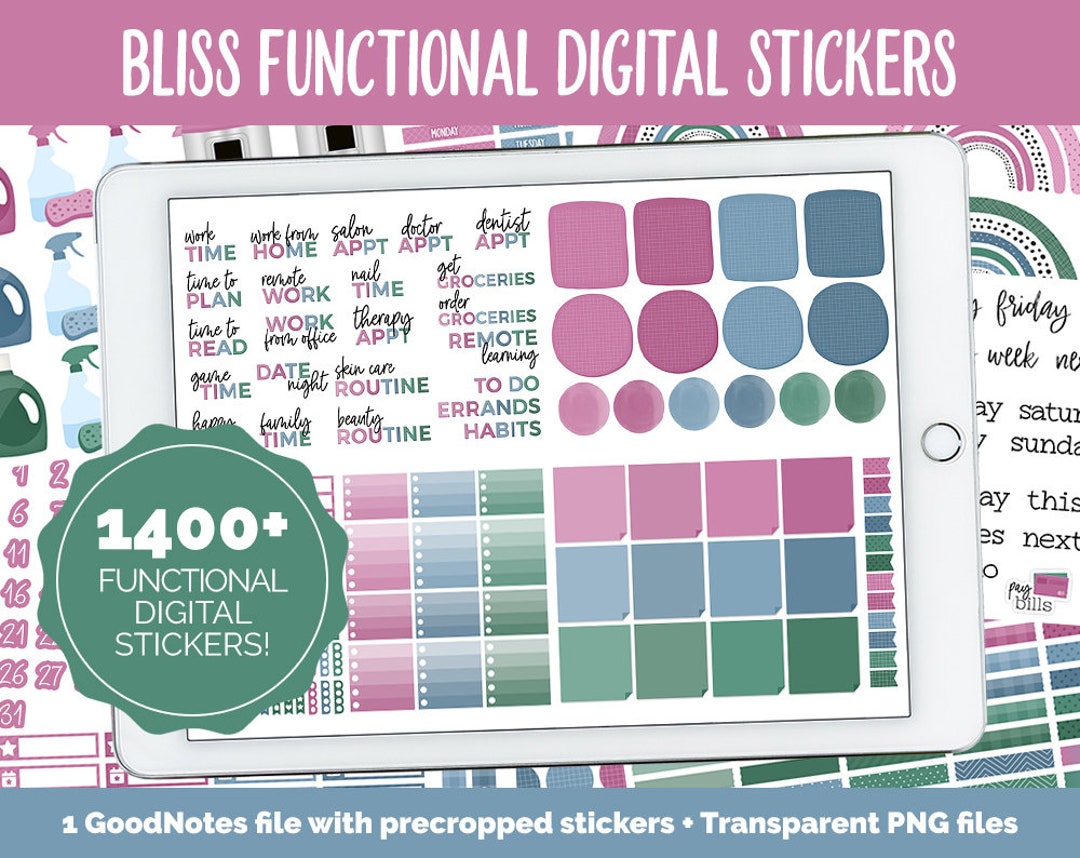Bliss Functional Digital Sticker Set | iPad & Android | Bliss Theme - Etsy