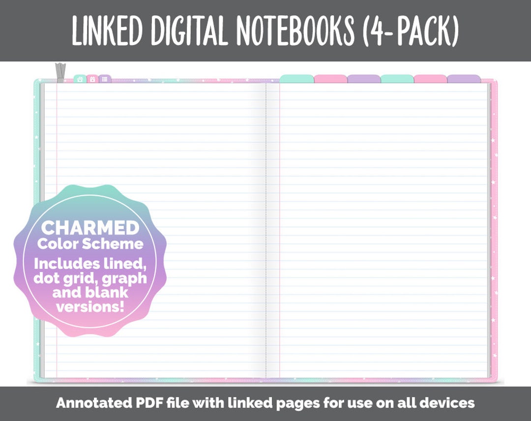 Linked Digital Notebooks 4- Pack | Charmed Theme | Goodnotes, iPad ...