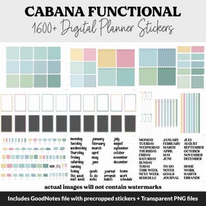 Cabana Functional Digital Sticker Set | Goodnotes, iPad & Android ...