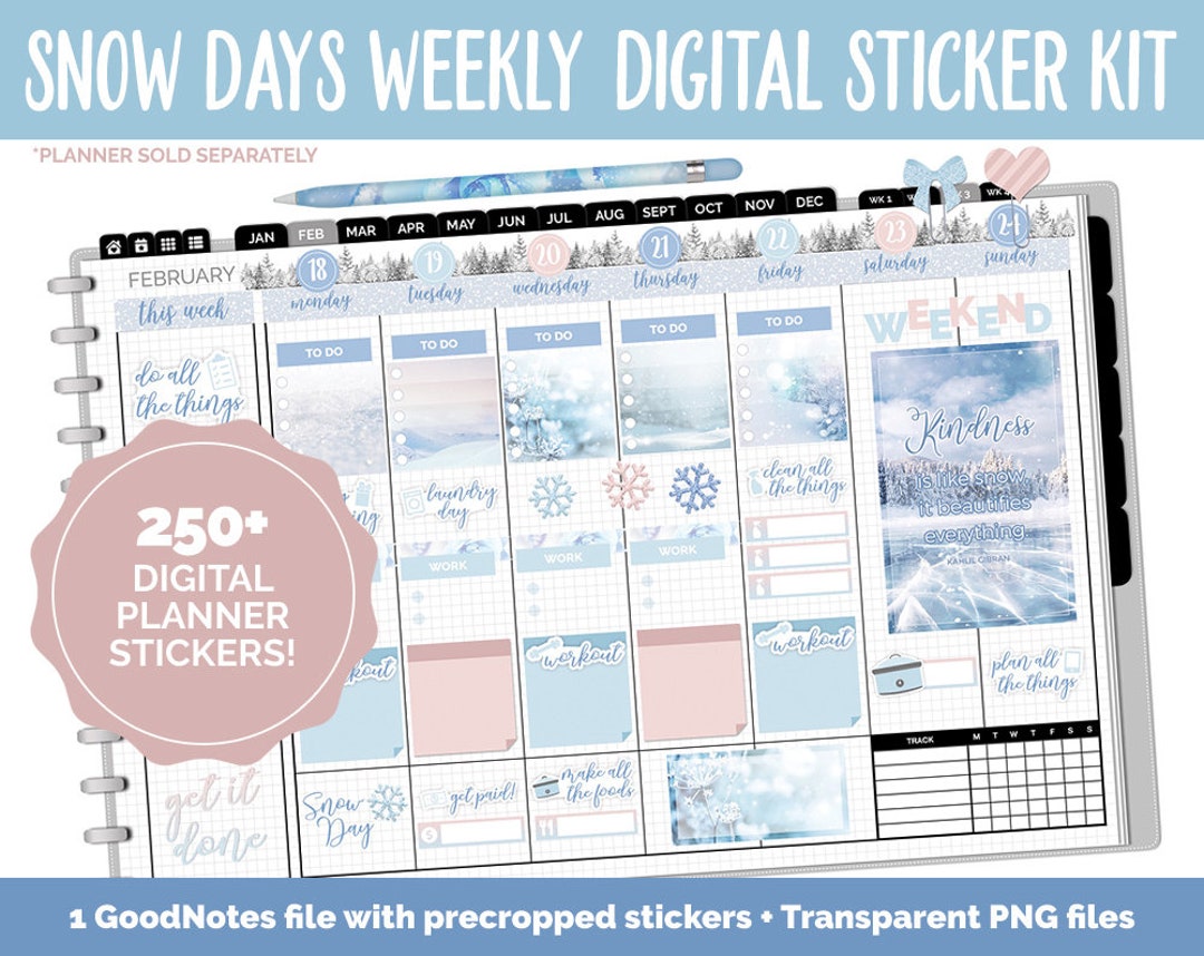 Snow Days Weekly Digital Sticker Kit | Goodnotes & iPad | Digital ...