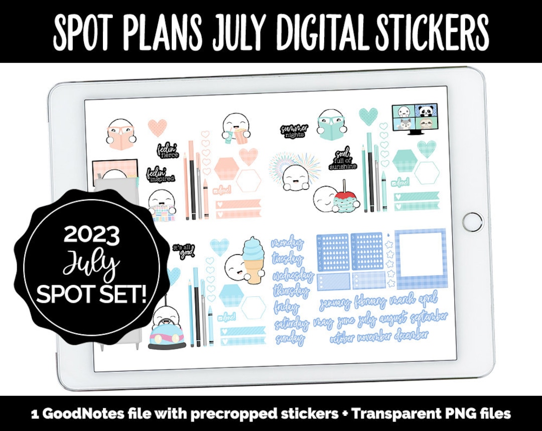 Spot Plans July Digital Stickers | Goodnotes, iPad and Android | Candy ...