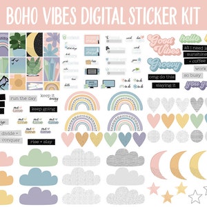 Boho Vibes Digital Sticker Mega Bundle | Goodnotes & iPad | August ...