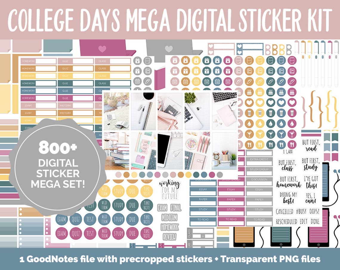 College Days Digital Planner Stickers | iPad & Android | Trackers ...