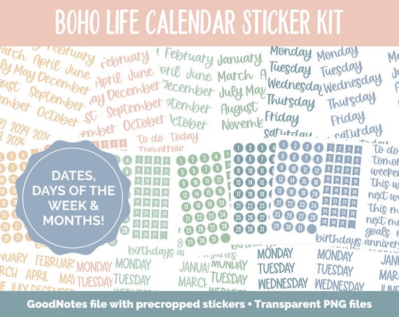 Boho Life Calendar Essentials Digital Planner Stickers - Etsy