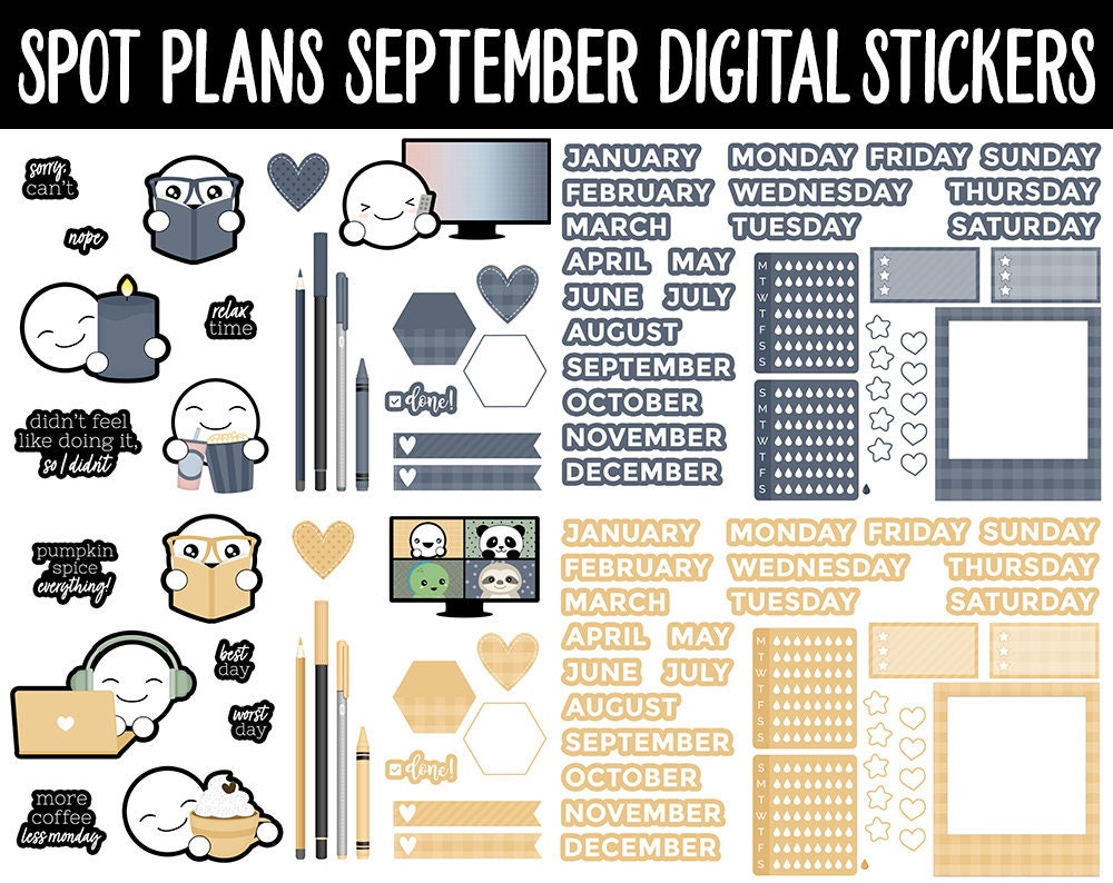 Spot Plans September Digital Stickers Goodnotes Ipad and - Etsy