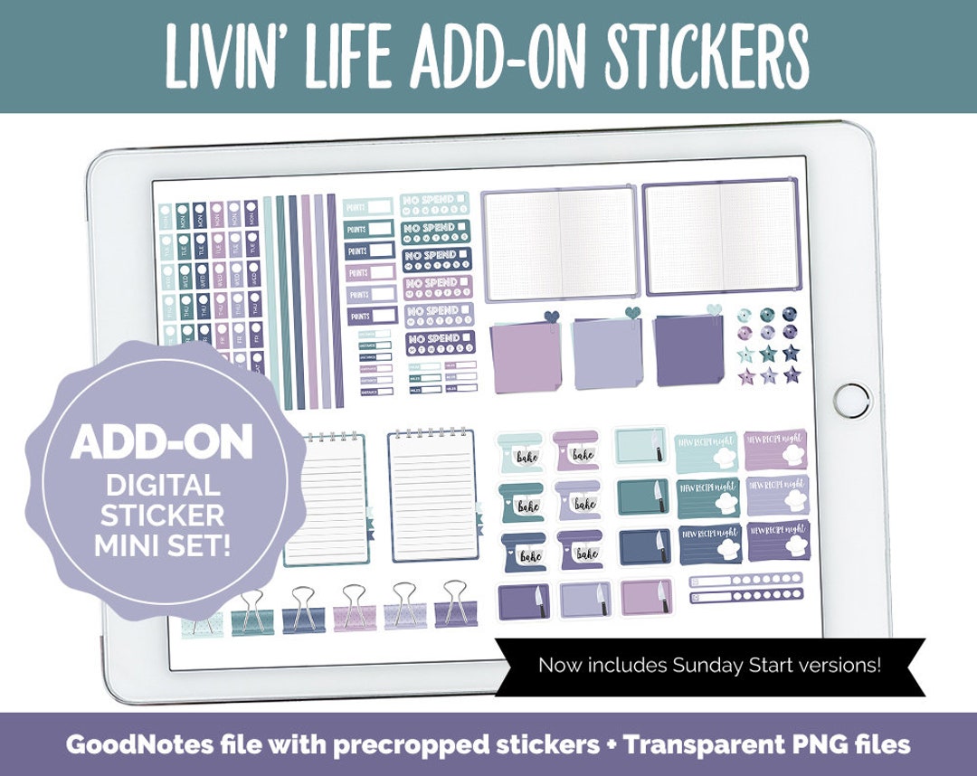 Livin' Life Add-on Digital Stickers | Goodnotes & iPad | Trackers ...