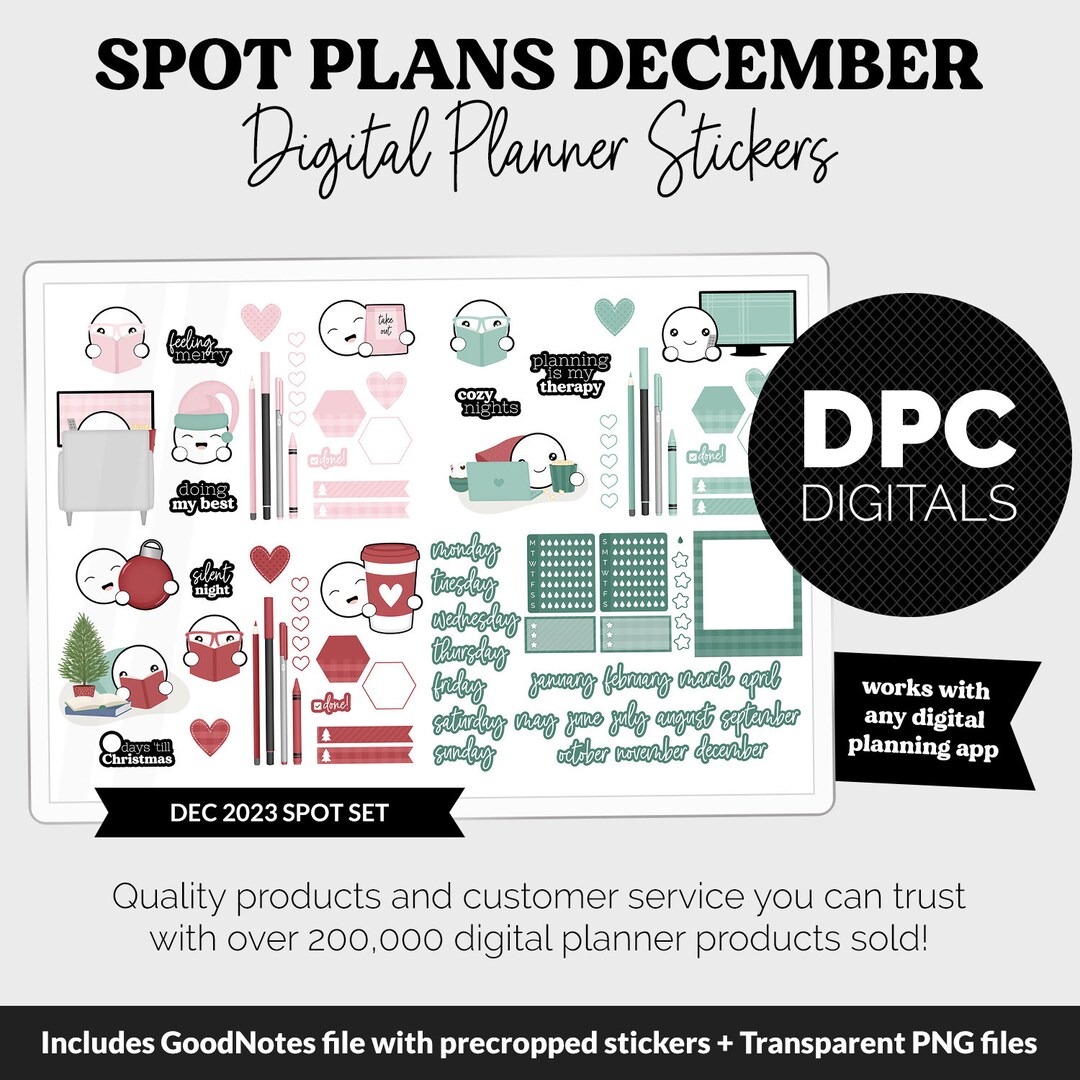 Spot Plans December Digital Stickers | iPad & Android | Merry Theme - Etsy