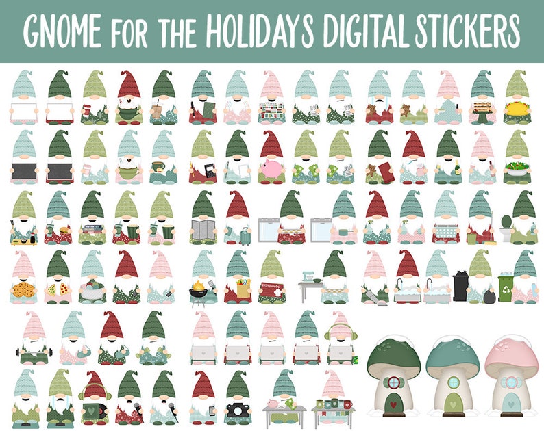Gnome for the Holidays Digital Sticker Mega Bundle | iPad & Android ...