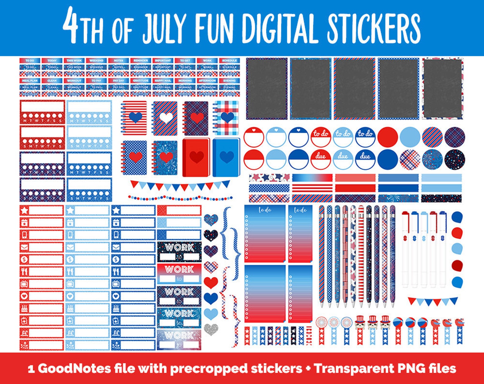 4th of July Fun Digital Planner Stickers Goodnotes Ipad and | Etsy