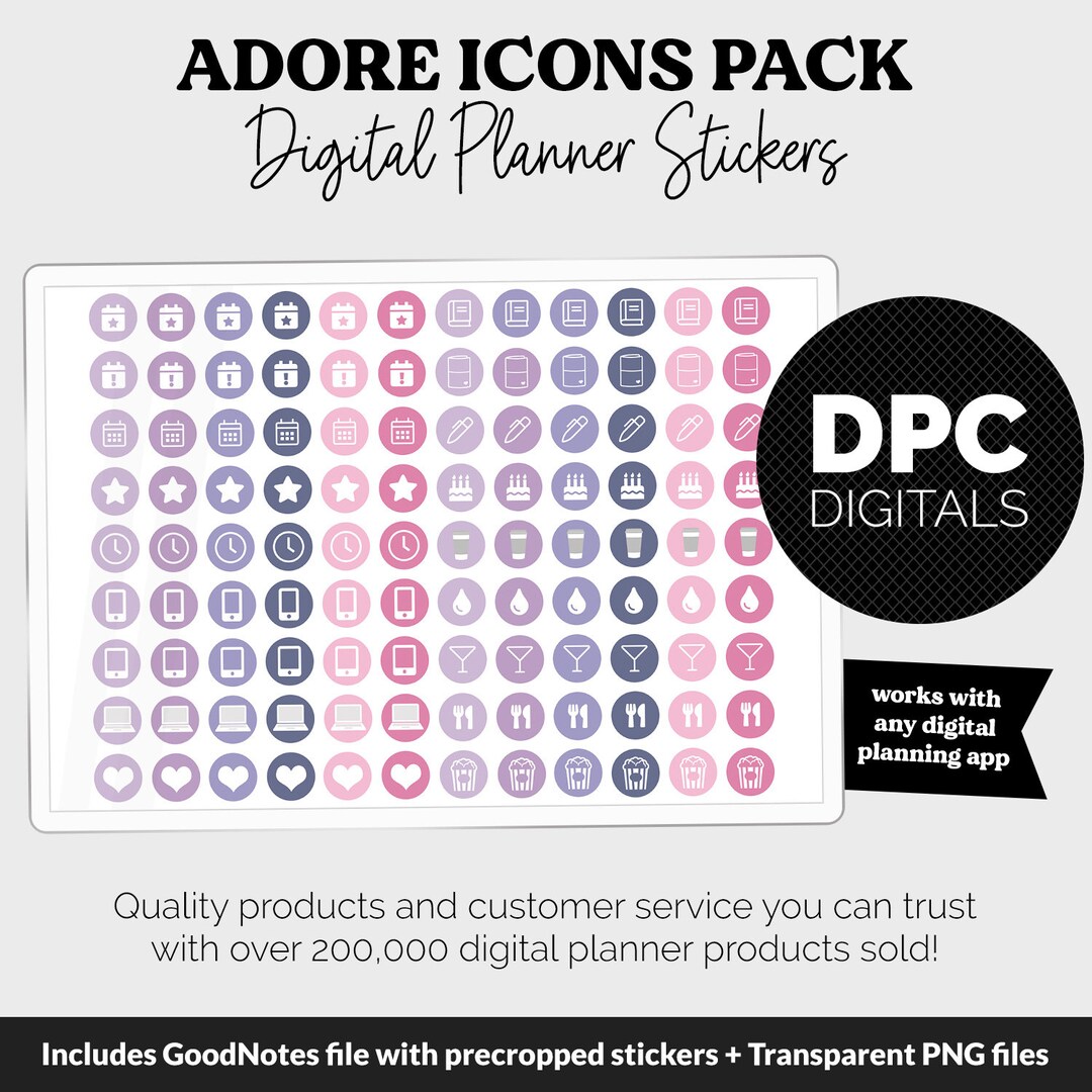 Adore Icons Digital Planner Stickers | Goodnotes, iPad and Android ...