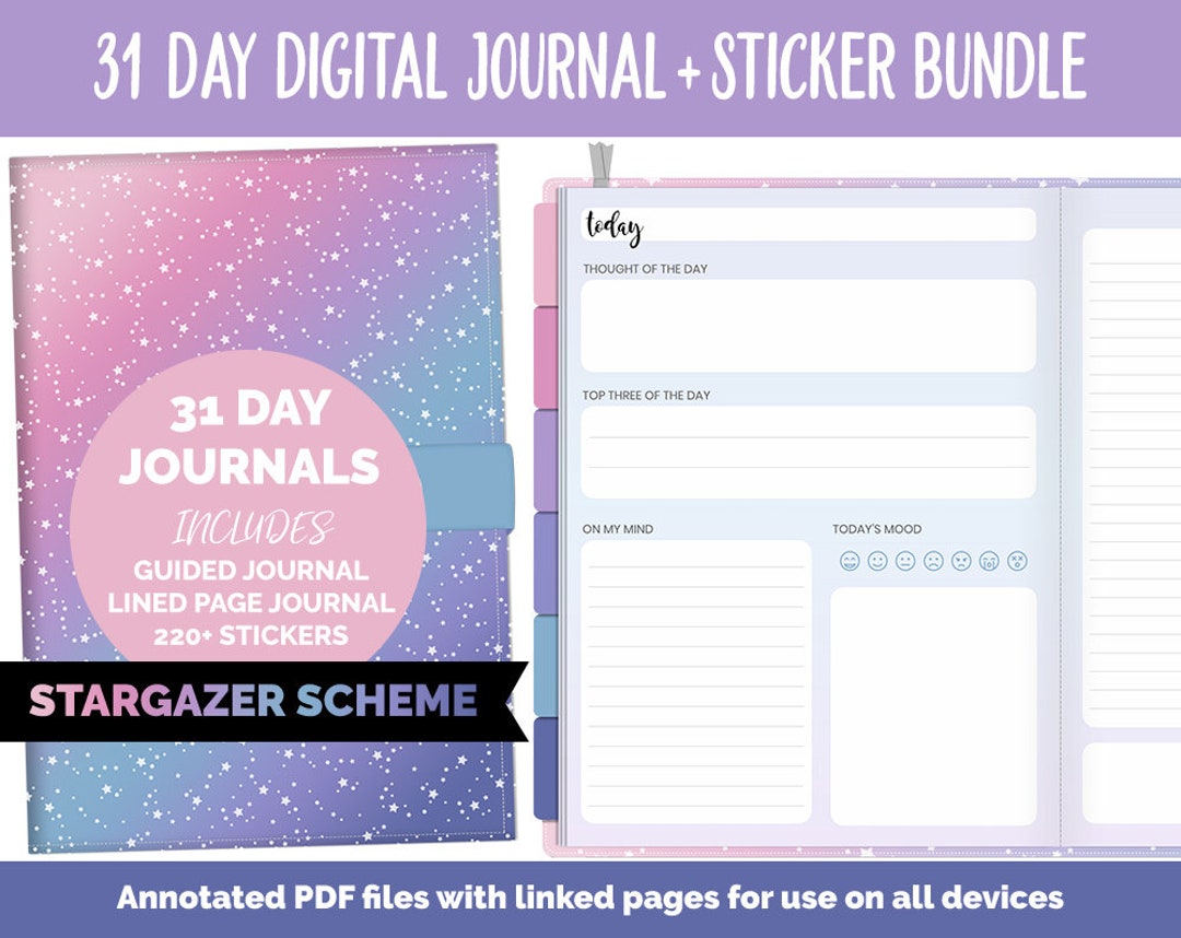 31 Day Digital Journal Sticker Bundle Stargazer Theme Goodnotes, iPad ...