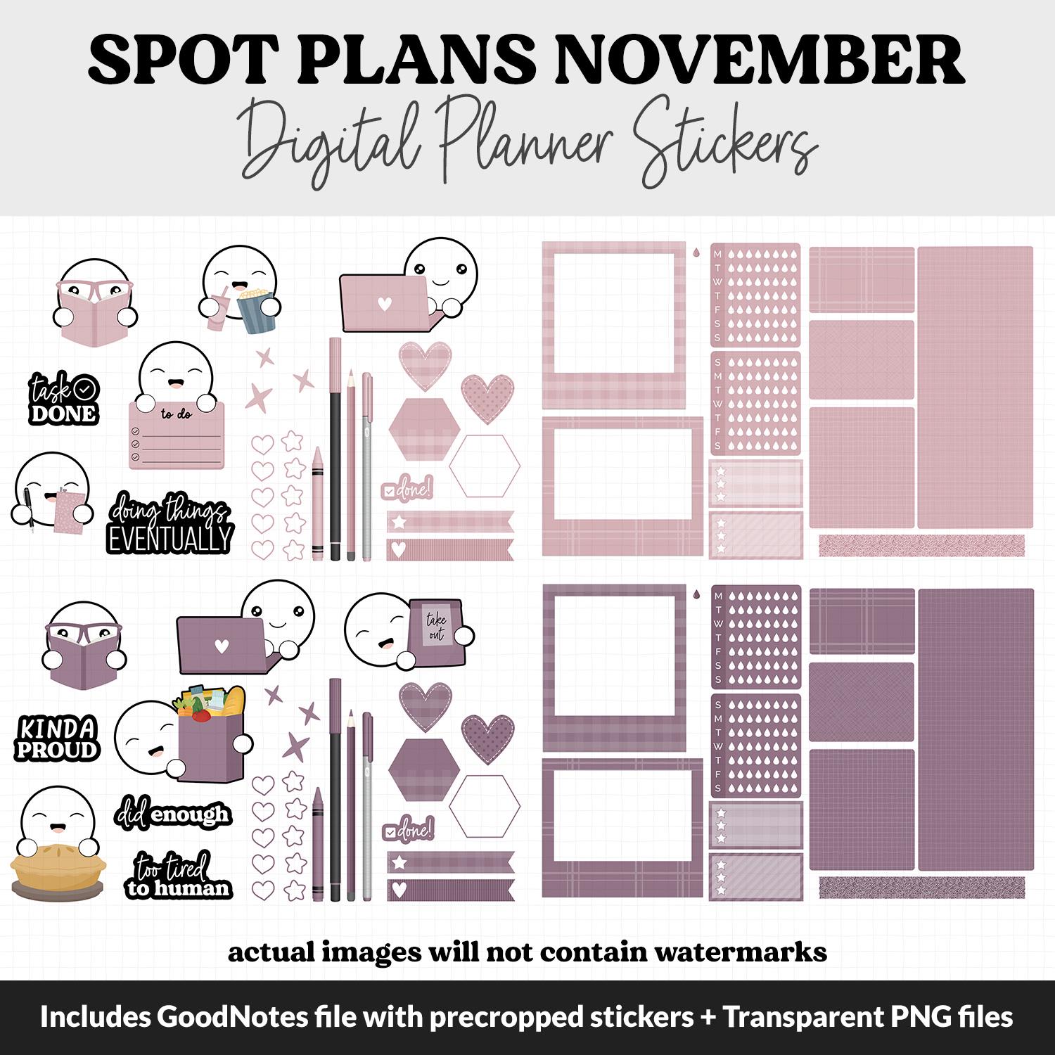 Spot Plans November Digital Stickers | iPad & Android | Hearth Theme - Etsy