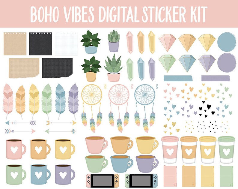 Boho Vibes Digital Sticker Mega Bundle Goodnotes & Ipad - Etsy