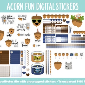 Acorn Fun Digital Stickers Goodnotes iPad and Android - Etsy