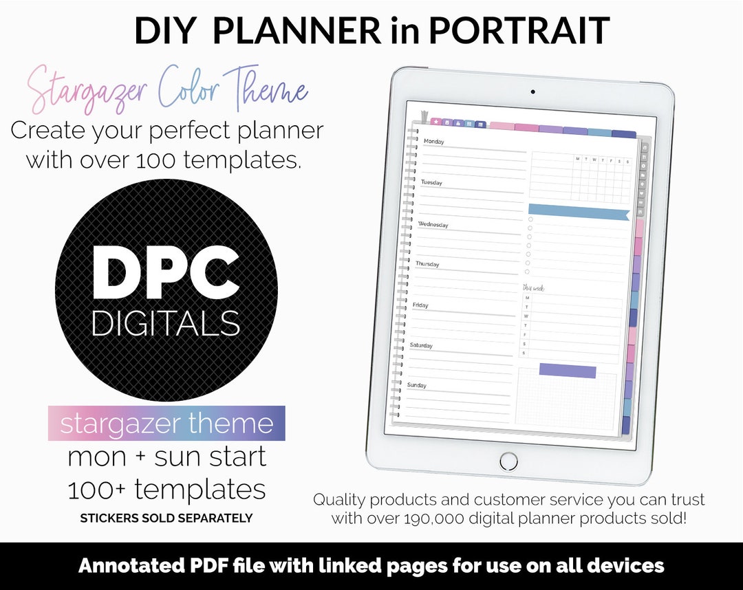 DIY Portrait Digital Planner | Stargazer Theme | Goodnotes, iPad ...