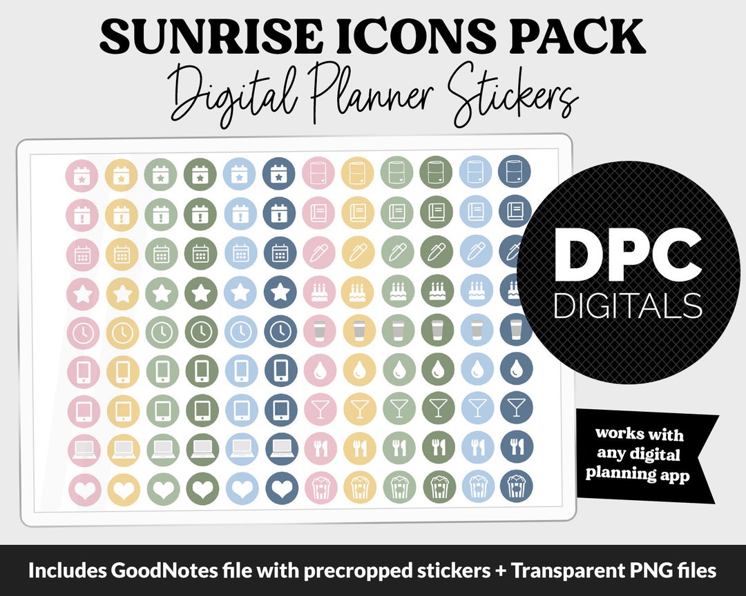 Sunrise Icons Digital Planner Stickers | iPad & Android | Icons, Life ...