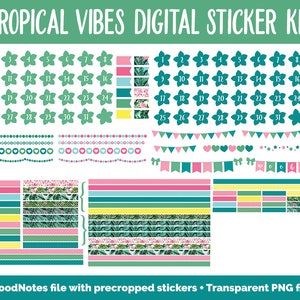 Tropical Vibes Digital Stickers | Goodnotes, iPad & Android | August ...