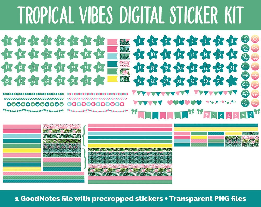 Tropical Vibes Digital Stickers Goodnotes Ipad & Android - Etsy