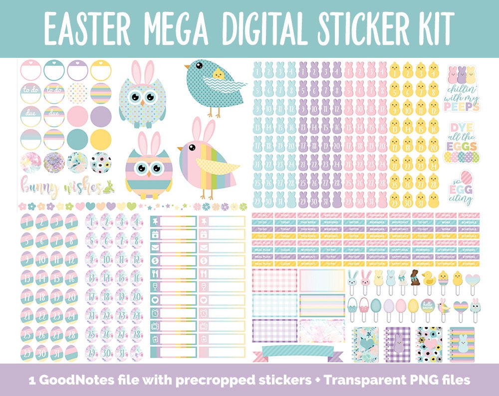 Easter MEGA Digital Sticker Bundle Goodnotes & Ipad April - Etsy