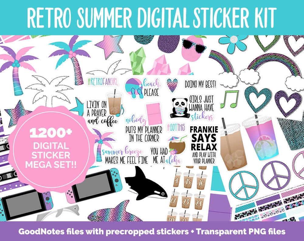 Retro Summer Digital Sticker Mega Bundle Goodnotes & Ipad - Etsy