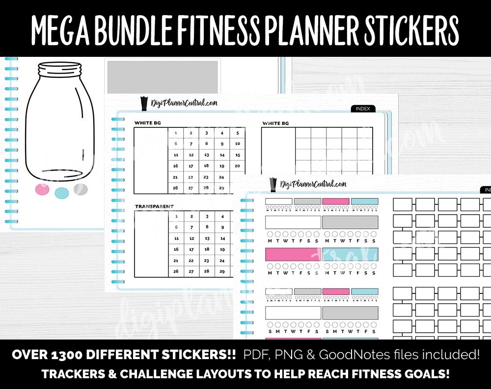Digital Fitness MEGA Sticker Bundle 1300 Stickers | Etsy