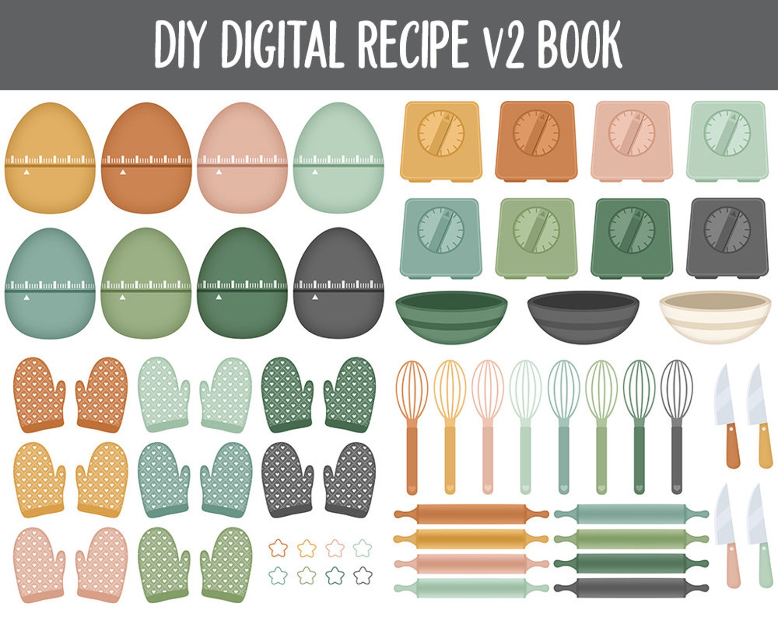 UPDATED DIY Digital Recipe Book V2 Sticker Set Goodnotes - Etsy