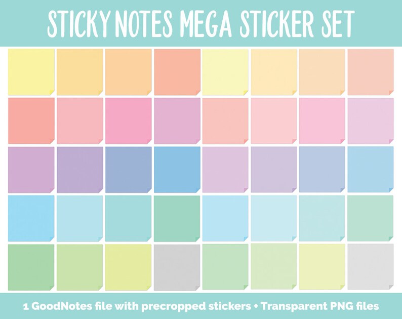 Sticky Notes Digital Stickers | iPad & Android | Mega Pack - Etsy