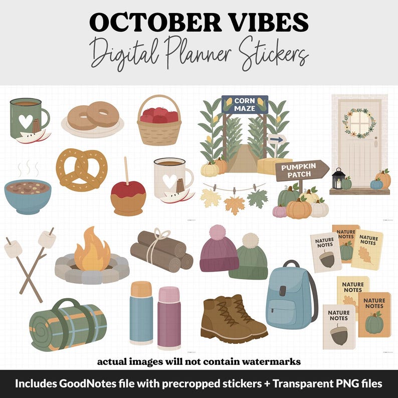 October Vibes Digital Planner Stickers | iPad & Android | Fabled Theme ...