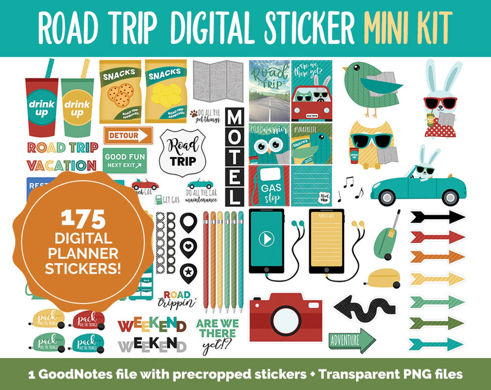 Road Trip Mini Kit Digital Stickers Goodnotes Ipad and - Etsy