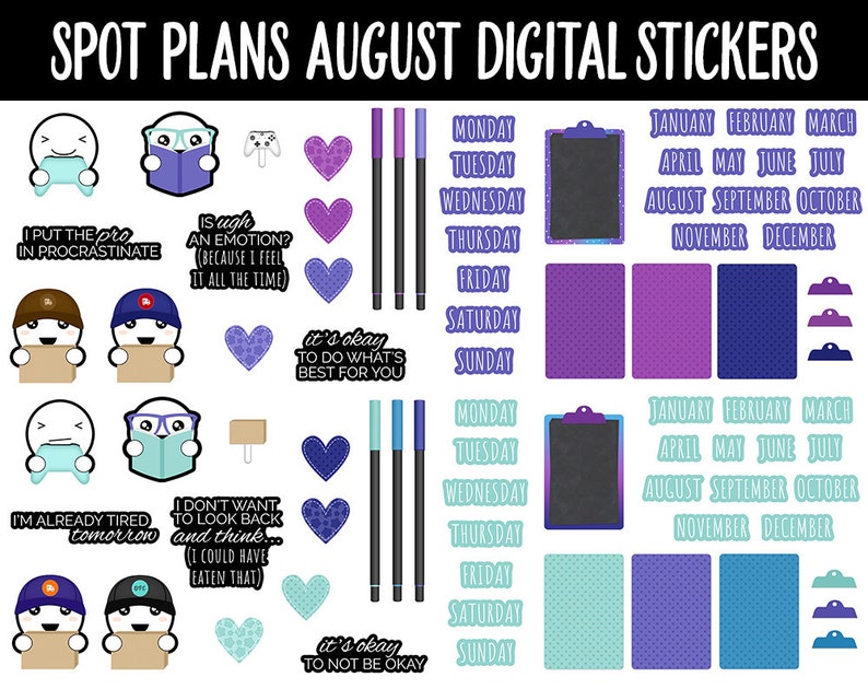 Spot Plans August Digital Stickers Goodnotes Ipad and - Etsy