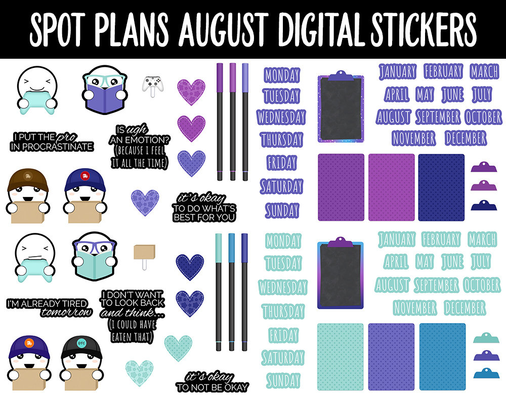 Spot Plans August Digital Stickers Goodnotes Ipad and | Etsy