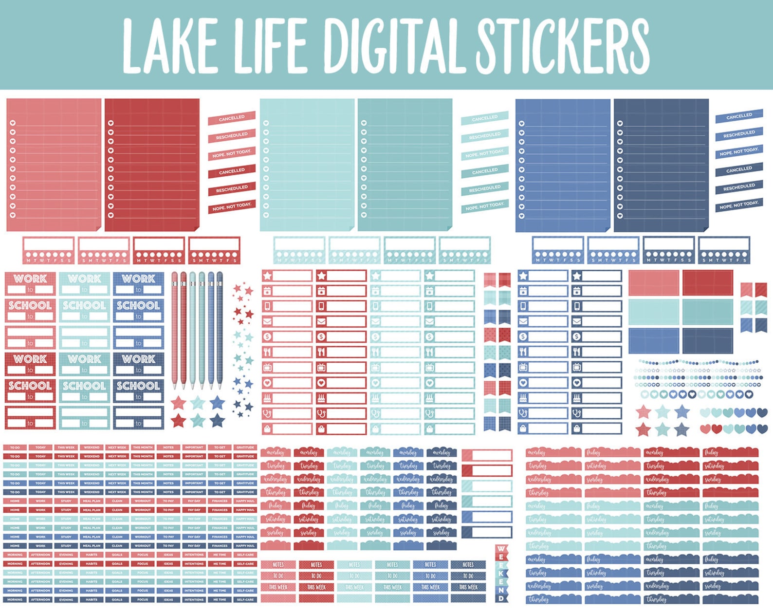 Lake Life Digital Sticker Mega Bundle | iPad & Android | Lakeside Theme ...