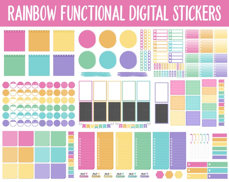 Rainbow Functional Digital Sticker Set Goodnotes Ipad & - Etsy