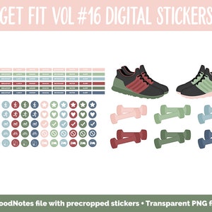 Get Fit Vol #16 Digital Stickers | Goodnotes & iPad | Fitness, Health ...