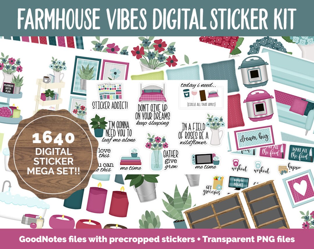 Farmhouse Vibes Digital Sticker Mega Bundle Goodnotes & iPad April ...