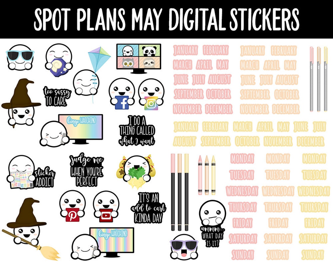 Spot Plans May Digital Stickers Goodnotes Ipad and Android - Etsy
