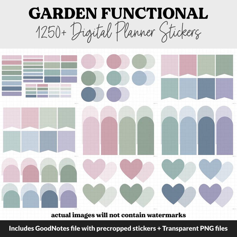 Garden Functional Mega Digital Sticker Set | iPad & Android - Etsy