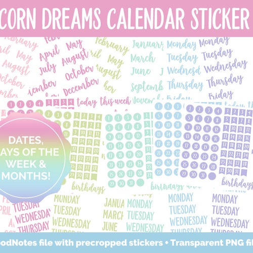 Digital Days of the Week Stickers Colorful - Etsy