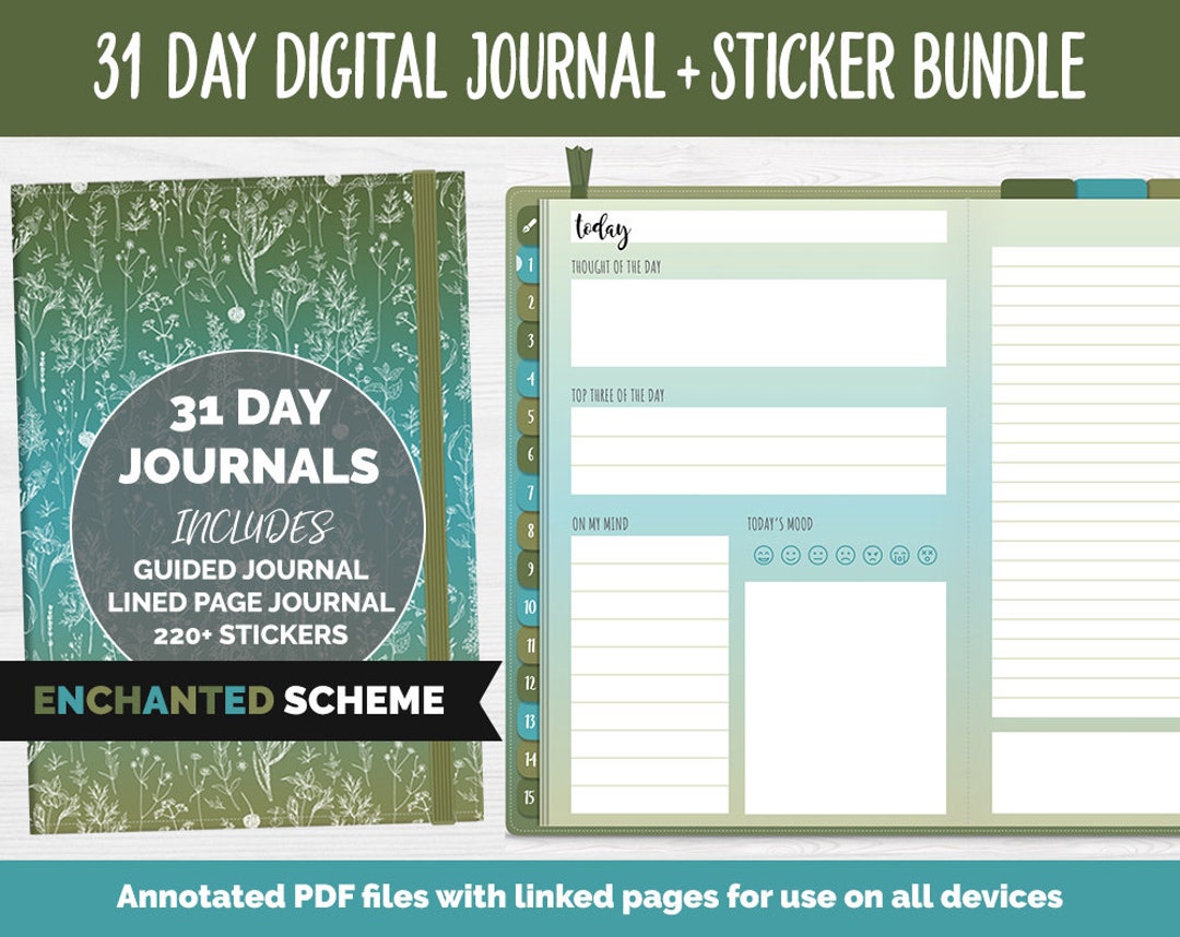 31 Day Digital Journal Sticker Bundle Enchanted Theme Goodnotes, iPad ...