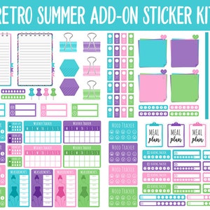 Retro Summer Add-on Digital Planner Stickers | Goodnotes, iPad and ...