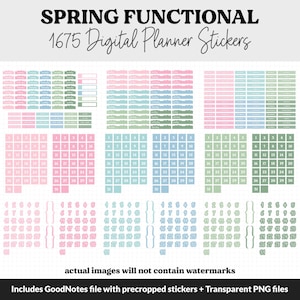 Spring Functional Digital Sticker Set | Goodnotes, iPad & Android ...
