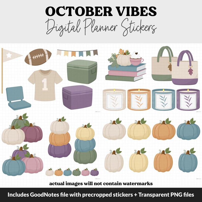 October Vibes Digital Planner Stickers | iPad & Android | Fabled Theme ...