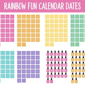 Rainbow Fun Calendar Date Digital Stickers | iPad & Android - Etsy
