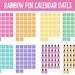 Rainbow Fun Calendar Date Digital Stickers | iPad & Android - Etsy