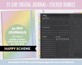 31 Day Digital Journal Sticker Bundle Seaside Goodnotes | Etsy