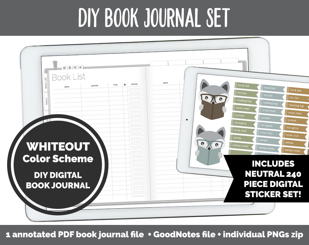 DIY Digital Book Journal Sticker Set Goodnotes Ipad & - Etsy